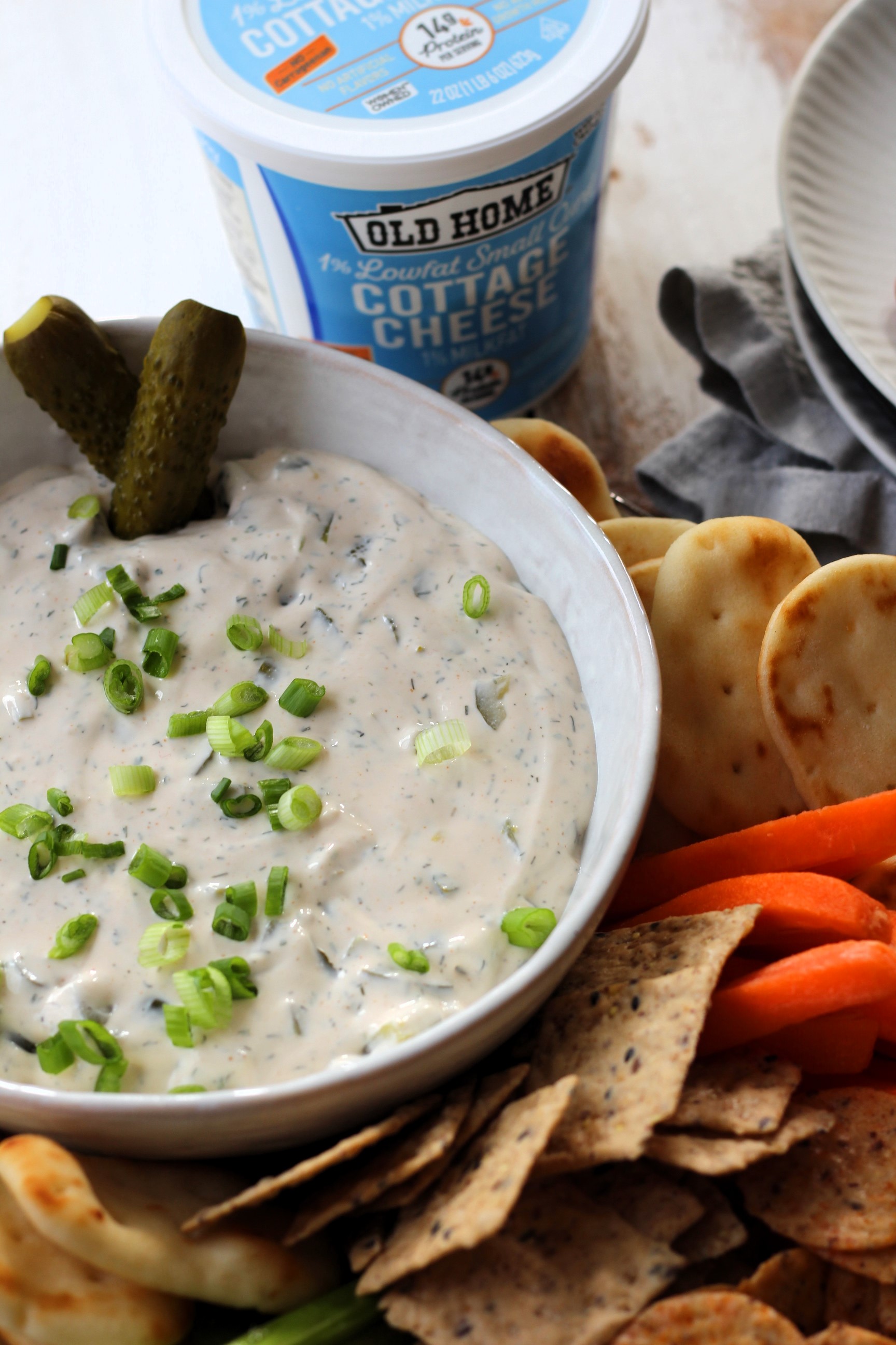 Spicy Whipped Cottage Cheese Pickle Dip - Ways to my Heart